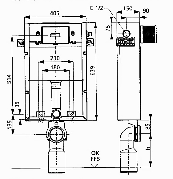 SANIT WC-Montageelement 980 N mit Unterputz-Spülkästen - Sanit