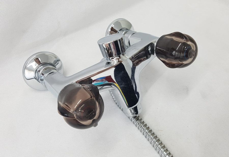 KWC NEO-3 Badewannenarmatur + Handbrause+Schlauch Chrom-Braun - KWC