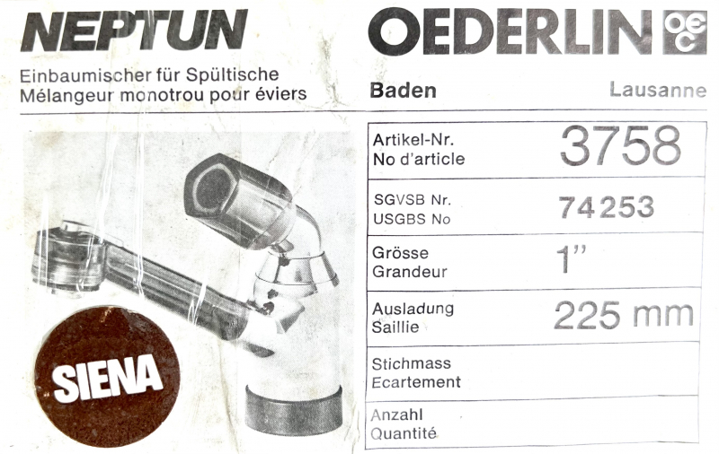 Franke Oederlin Neptun Küchenarmatur Spültischarmatur mit Brause Siena ...